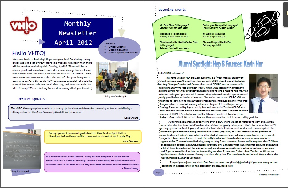 April 2012 Newsletter – Volunteer Health Interpreters Organization